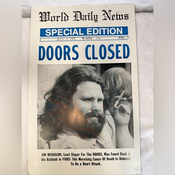 Unbranded | Art | 971 World Daily News Doors Jim Morrison Found Dead ...